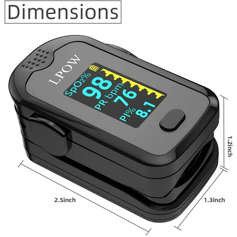 LPOW Pulse Oximeter Fingertip, OLED Display, Blood Oxygen Saturation M ...