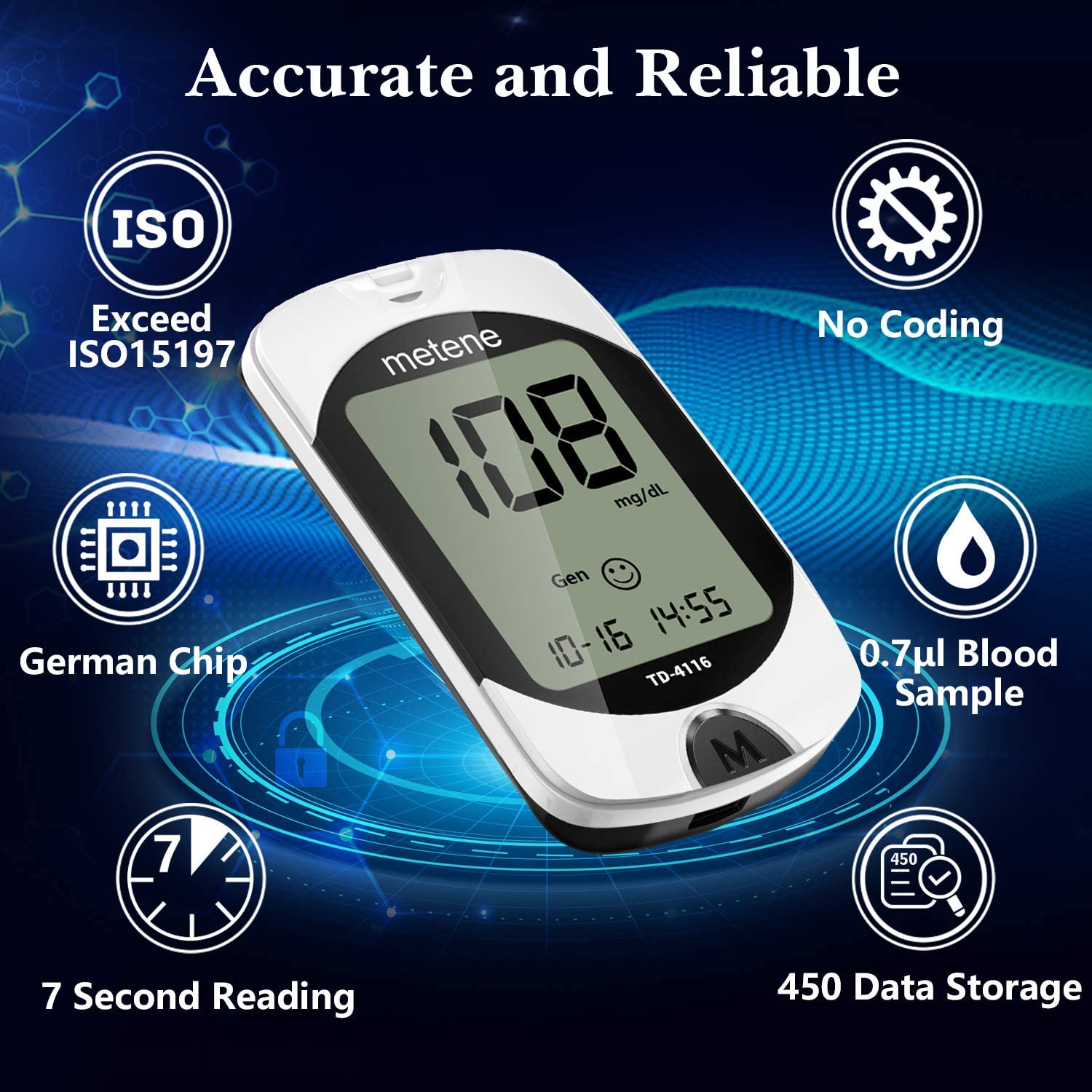 Blood Glucose Meter Kit with Test Strips and Lancets, Diabetes Testing ...